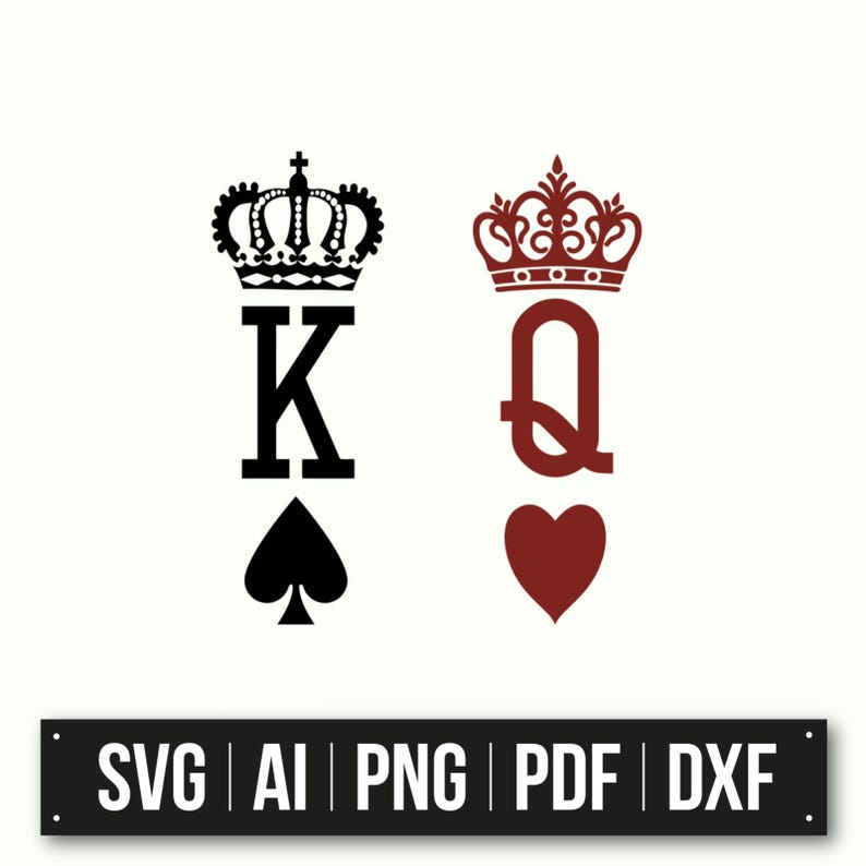 King and Queen Design | Playing Card Symbols | Minimalist Art | Crown ...