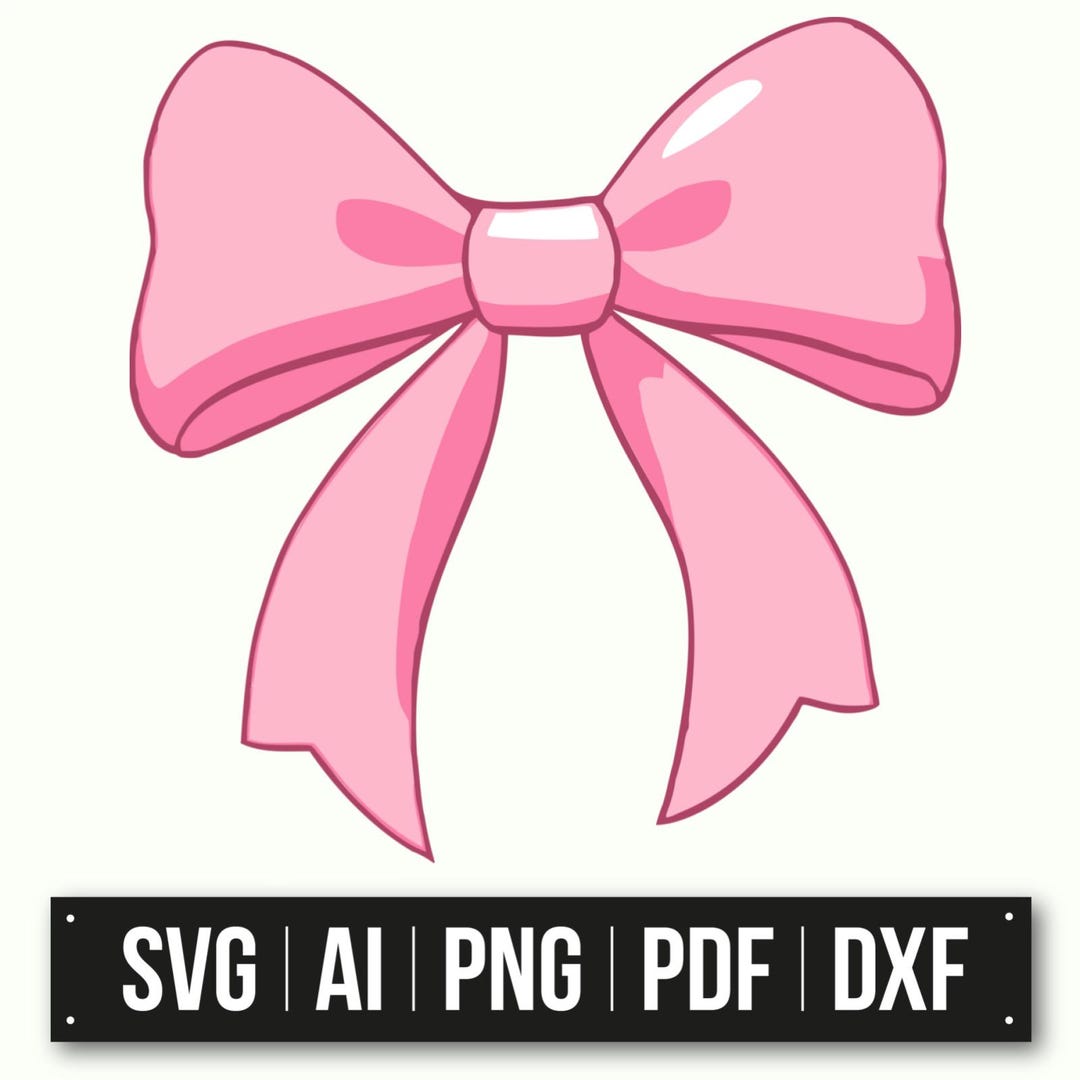 Pink Bow Clipart | Digital Illustration | SVG Bow File | Cute Bow ...