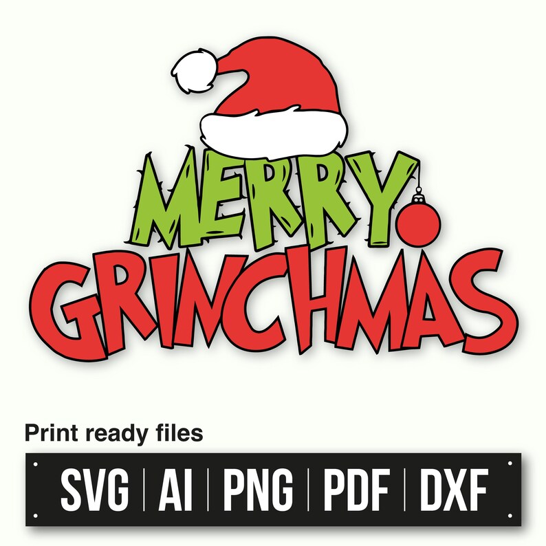 Grinch Christmas Sign SVG, Merry Grinchmas Silhouette Design, Christmas ...