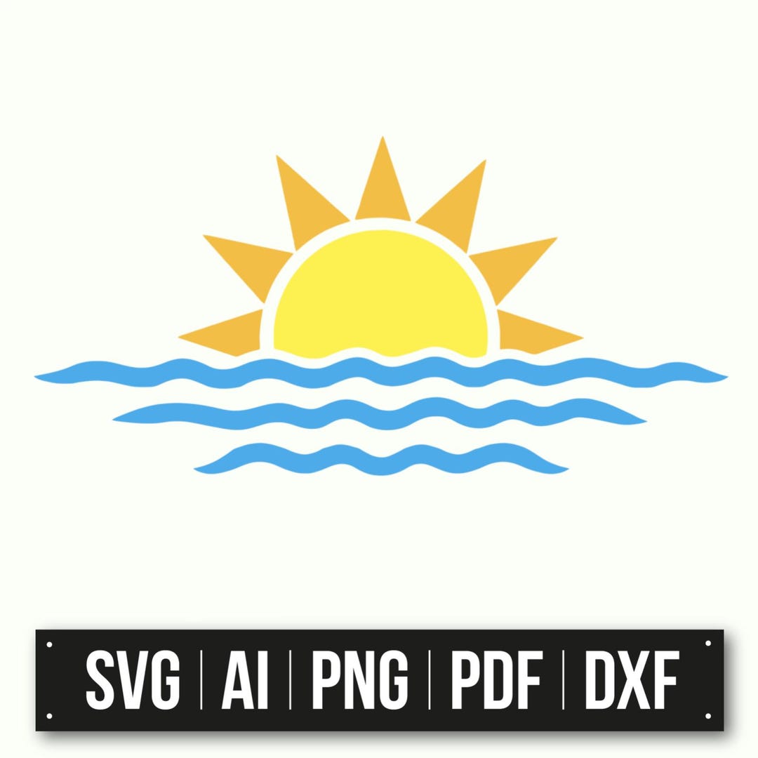 Sunrise Over Waves Graphic Design | Instant Download | Sun and Sea Art ...