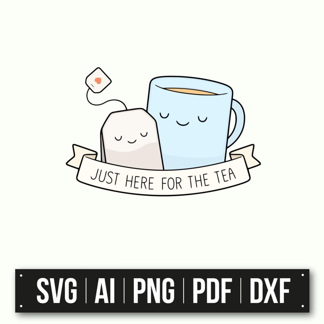 Just Here for the Tea | Cute Cartoon Tea Mug | Kawaii Tea Cup Design ...