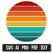 Retro Sunset Circle Design | Colorful Striped Art | Instant Download ...