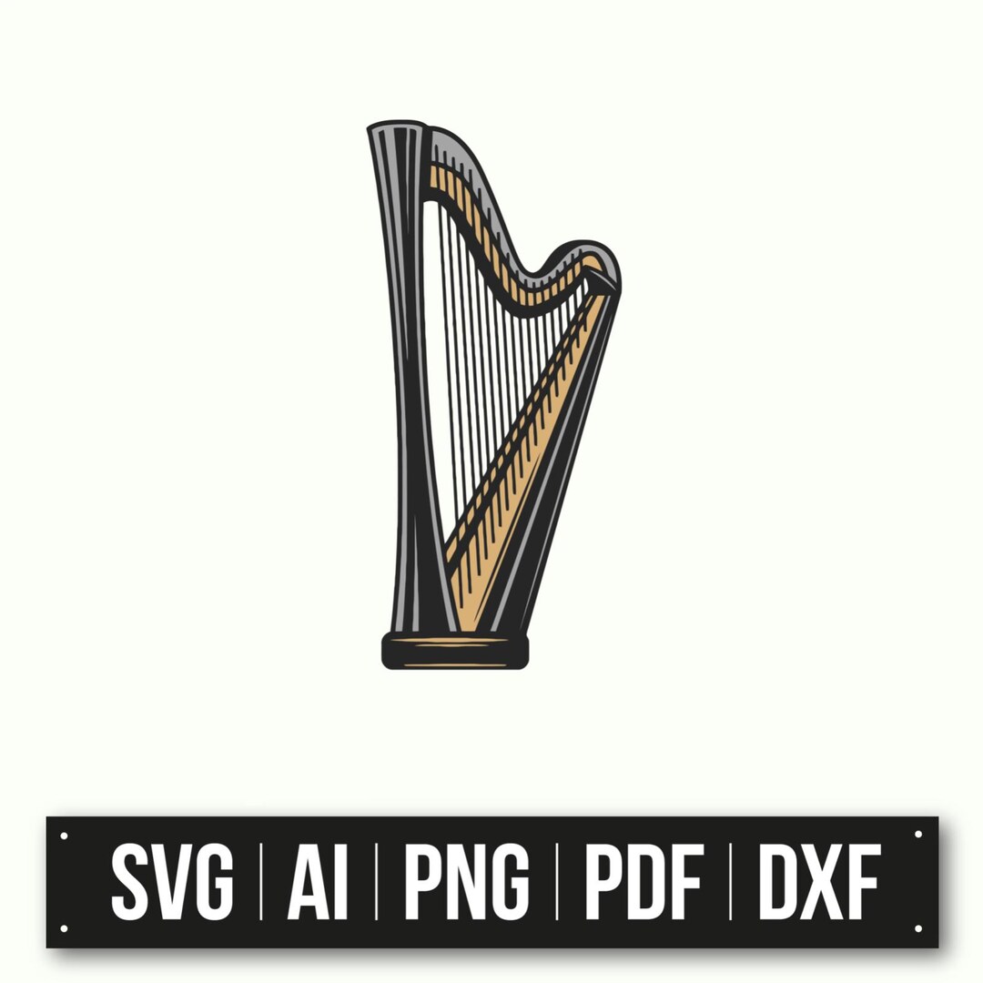 Minimalist Harp Illustration | Instant Download | Musical Instrument ...