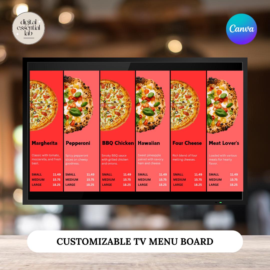 Digital TV Menu Board for Restaurant Pizza Food USB Fully Editable and ...