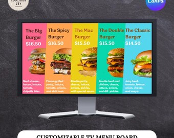 Digital TV Menu Board for Restaurant Burgers Food Menu USB Fully ...