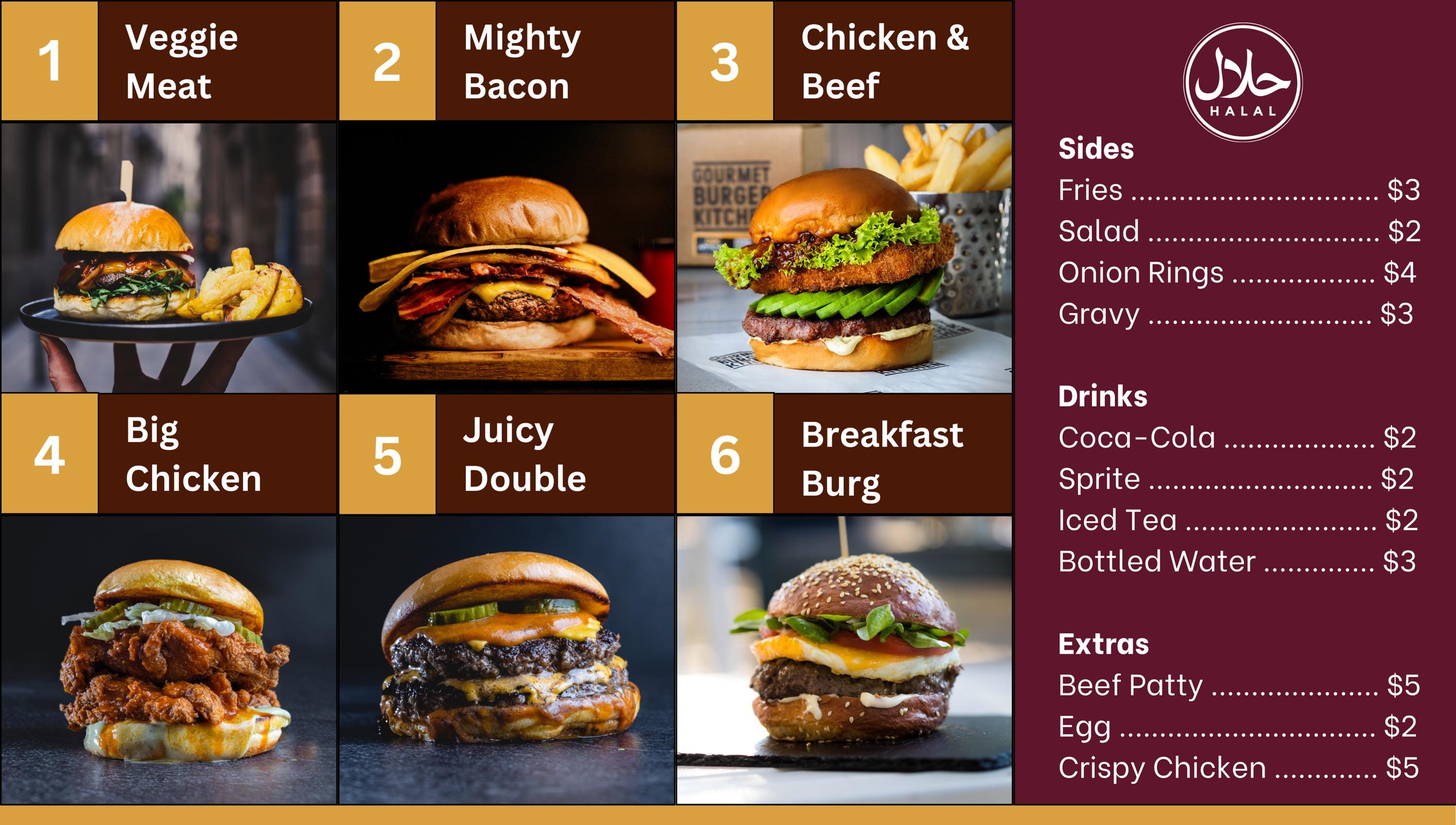 Digital TV Menu Board for Restaurant Burgers Food USB Fully Editable ...