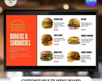 Digital TV Menu Board for Restaurant Burgers Food USB Fully Editable ...
