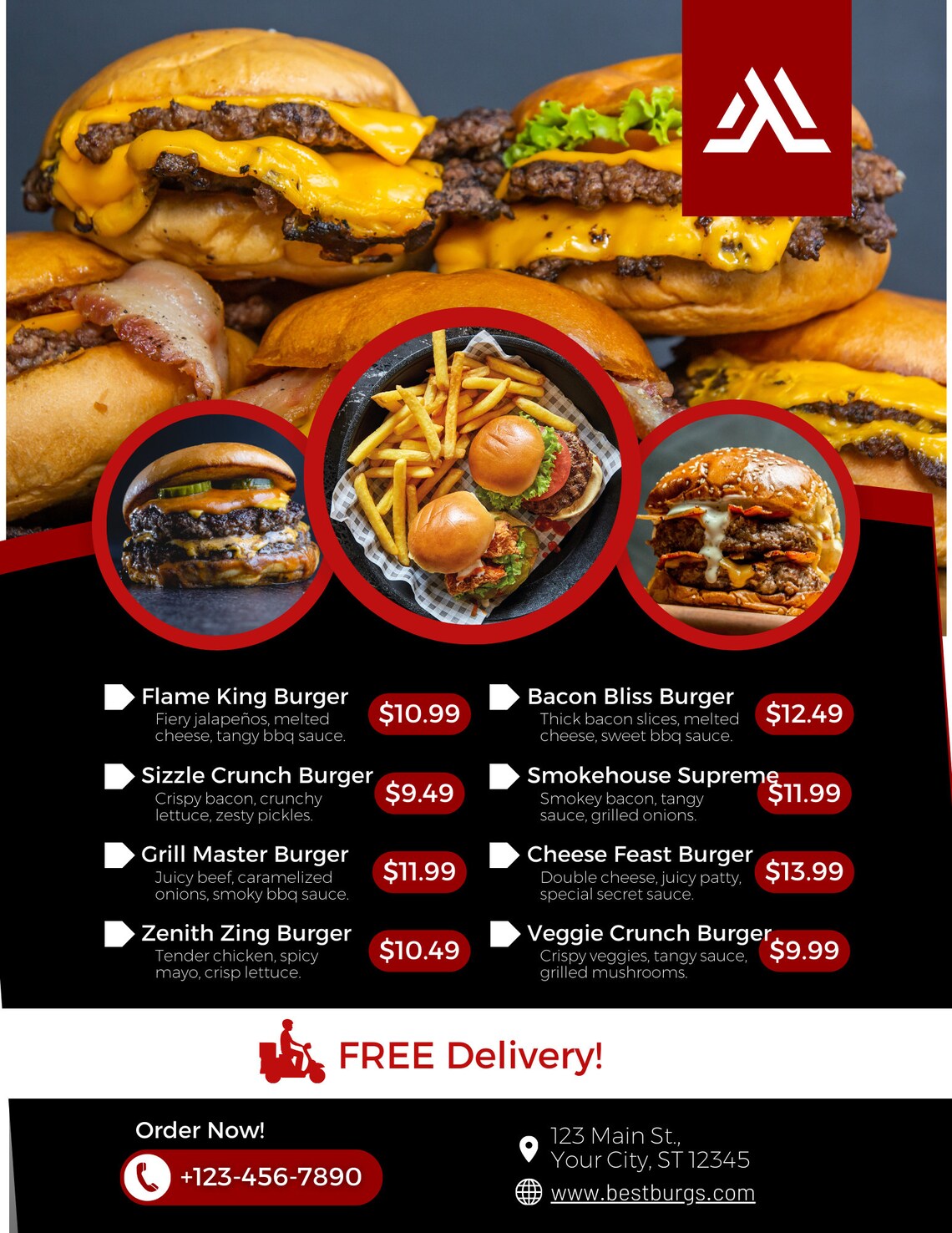 Editable Burger Menu Food Promotion Flyer Restaurant Quality ...