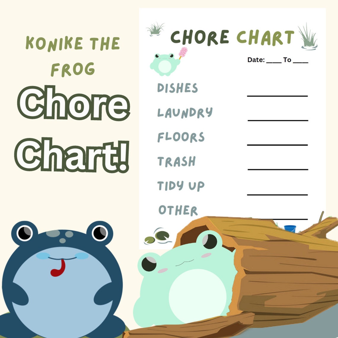 Chore Chart Printable Poster. Editable Daily & Weekly Kids Chore ...