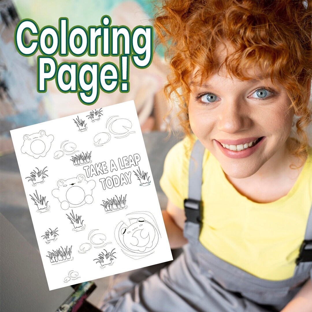 Coloring Page Creative Play Frog Theme With Inspirational Quote Art ...