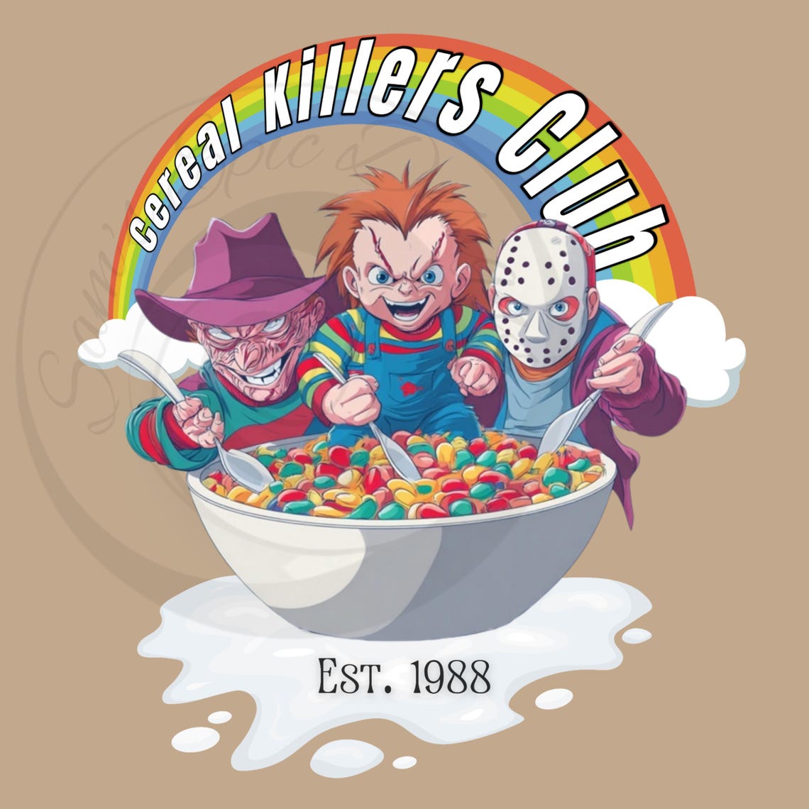 Cereal Killers Club PNG, Horror Cartoon Digital Download, Chucky Jason ...
