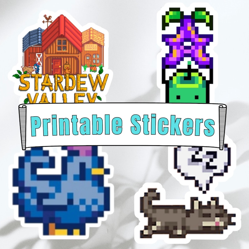 Stardew Valley Printable Stickers, Cute Pixel Art Farm Animals Junimos ...