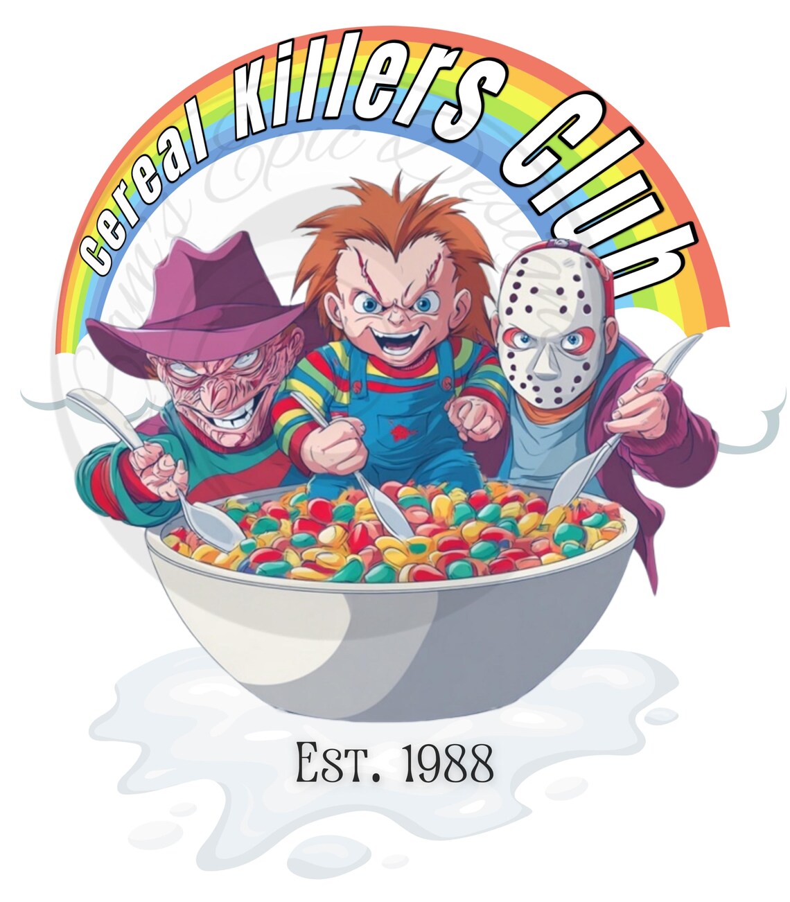 Cereal Killers Club PNG, Horror Cartoon Digital Download, Chucky Jason ...