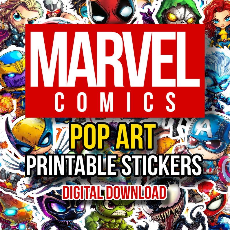 POP Style Marvel Super Hero and Super Villiain Printable Stickers - Etsy