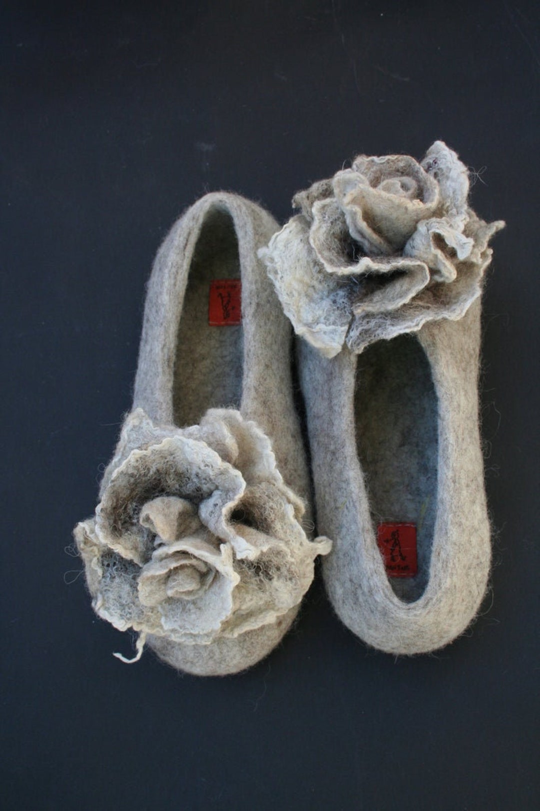 Flowery Slippers From Organic Wool With Rubber Sole - Etsy