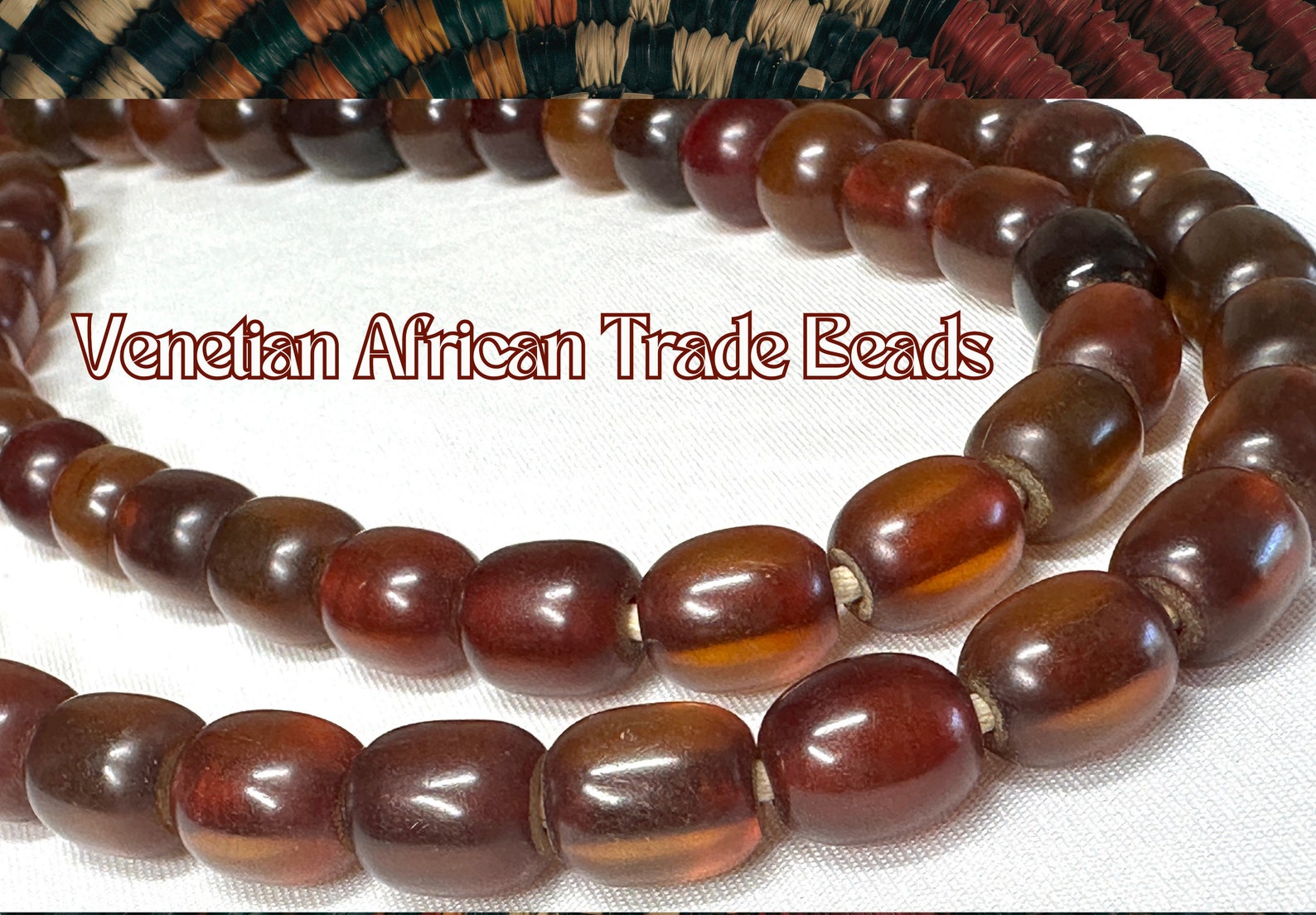 Extra Long Dark Bakelite Golden Copal Necklace - Antique Venetian ...
