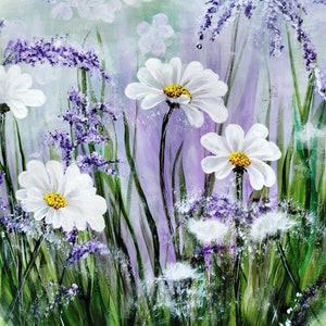Hand Painted Lazy Susan: Lavender & Daisy Turntable Display (15 Inch ...