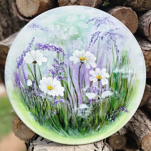 Hand Painted Lazy Susan: Lavender & Daisy Turntable Display (15 Inch ...