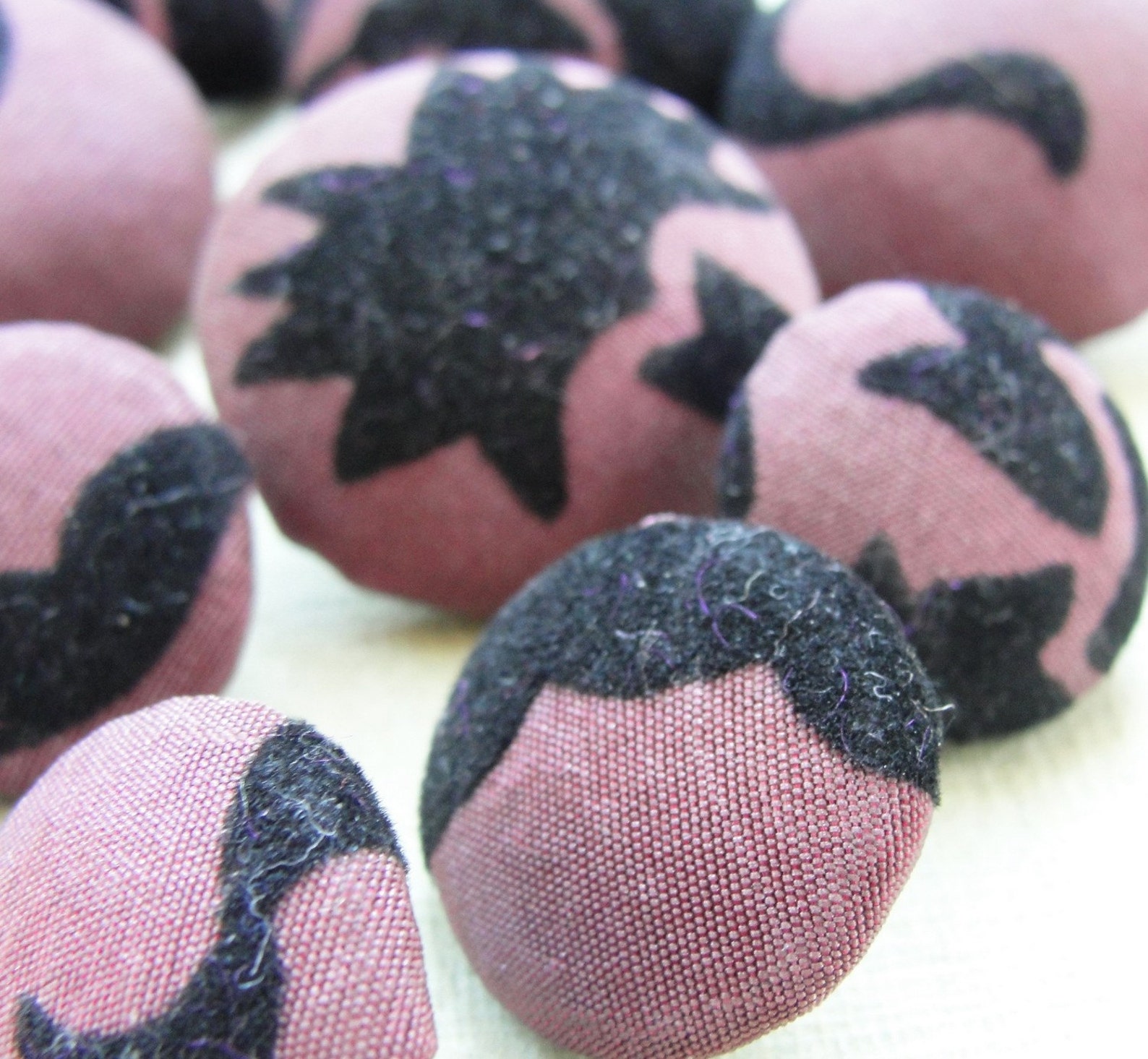 Fabric Covered Buttons Vintage Flocked Taffeta 10pc - Etsy