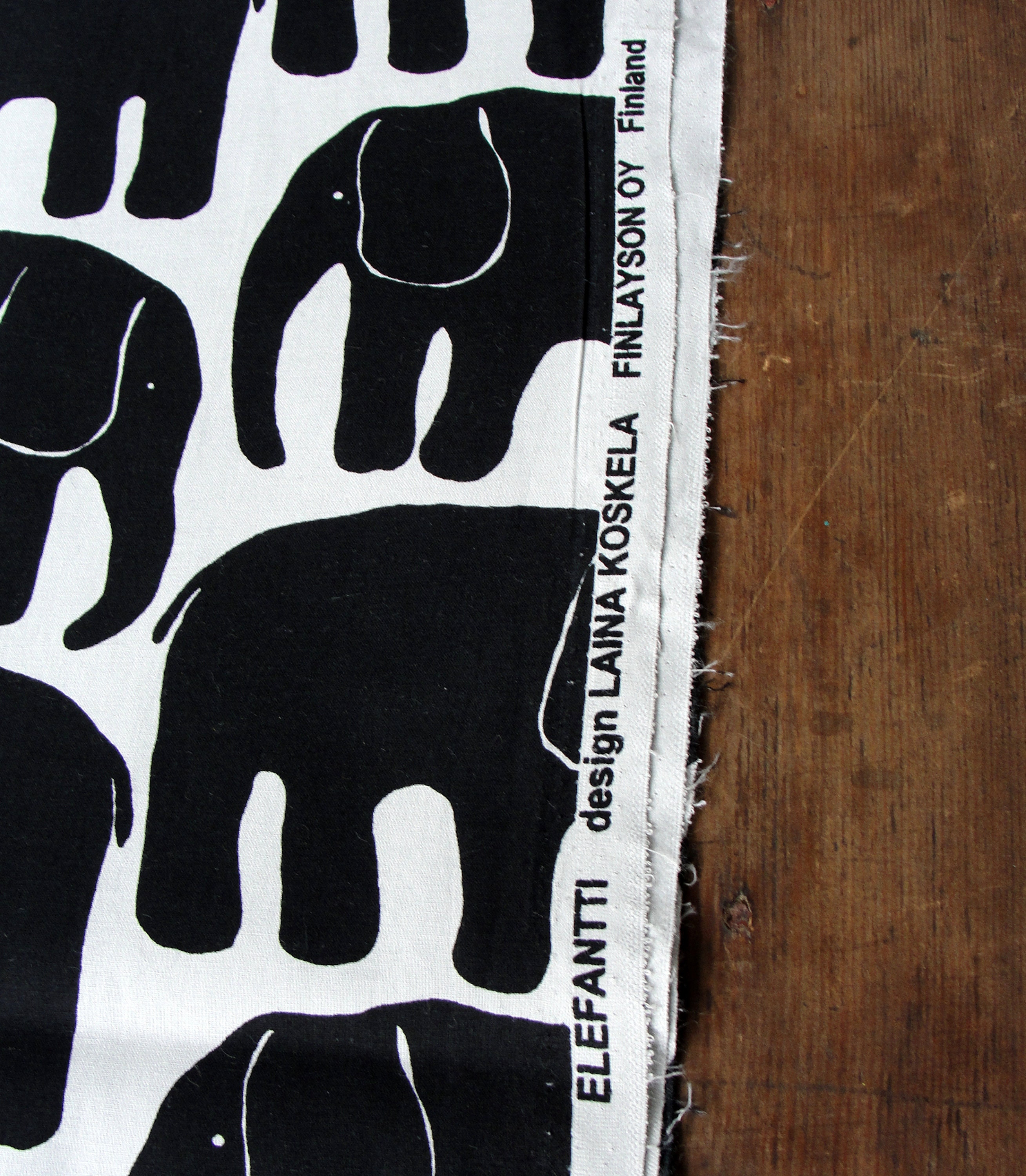 Finlayson Elephant Print Fabric Scandinavian Cotton Fabric, Elefantti ...