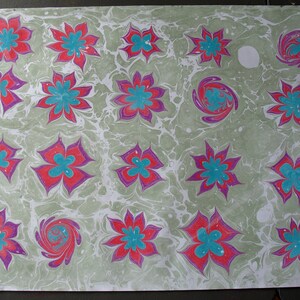 Hand Marbled Paper, Ebru Paper, Turkish Marbled Paper, Bookbinding ...