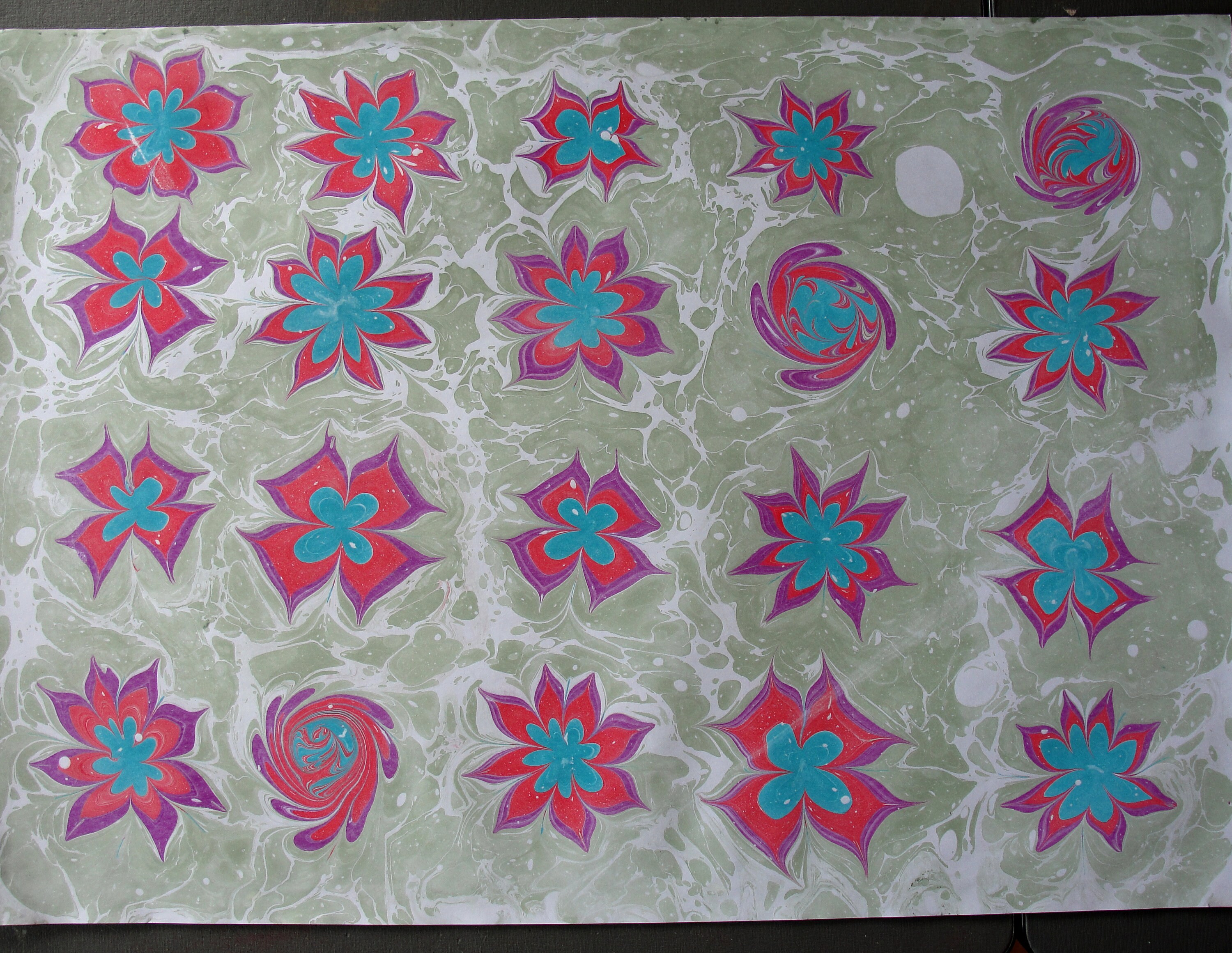 Hand Marbled Paper, Ebru Paper, Turkish Marbled Paper, Bookbinding ...