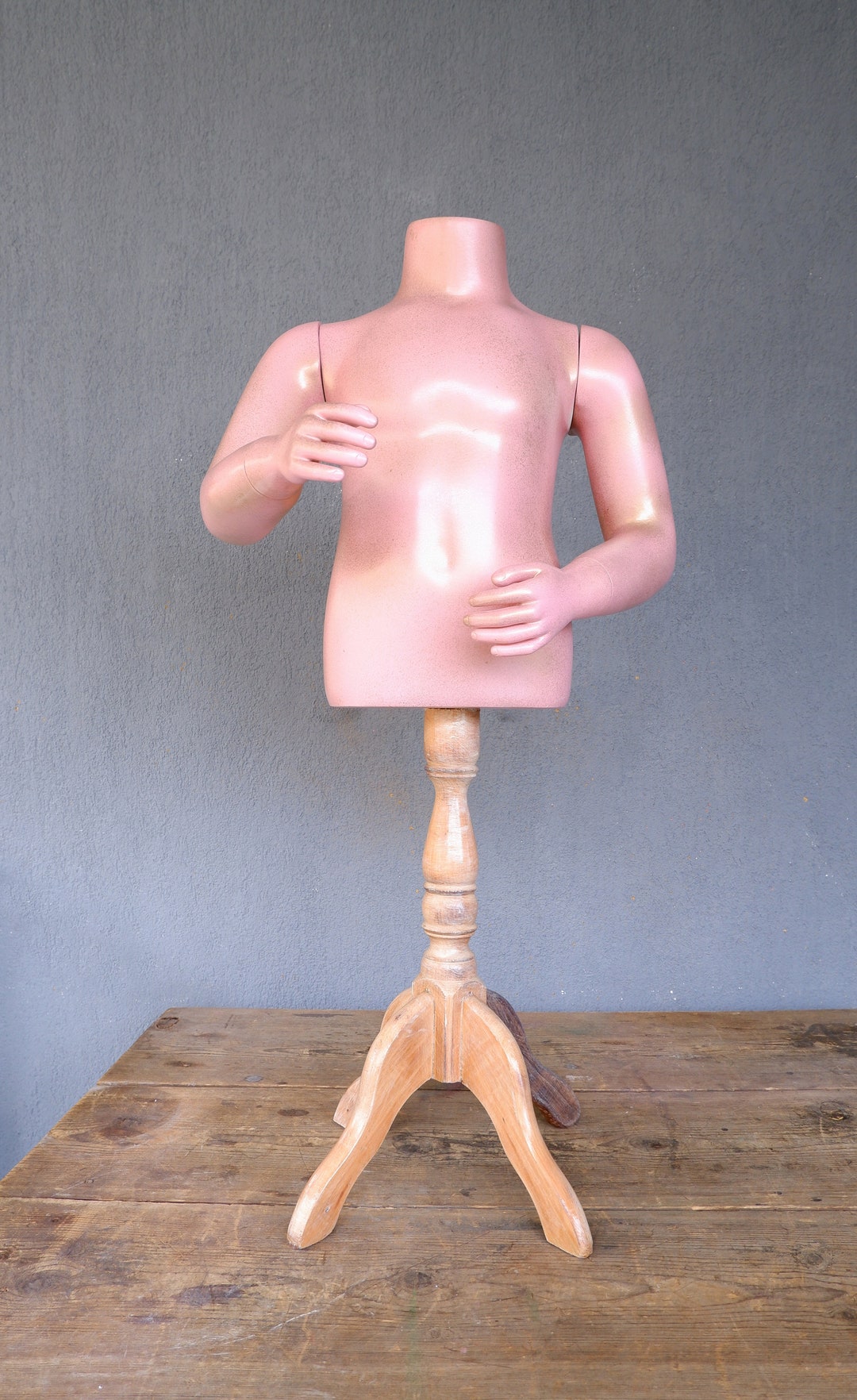 Pink & Gold Kids Mannequin Torso: Fiberglass With Wooden Foot (3-5 ...