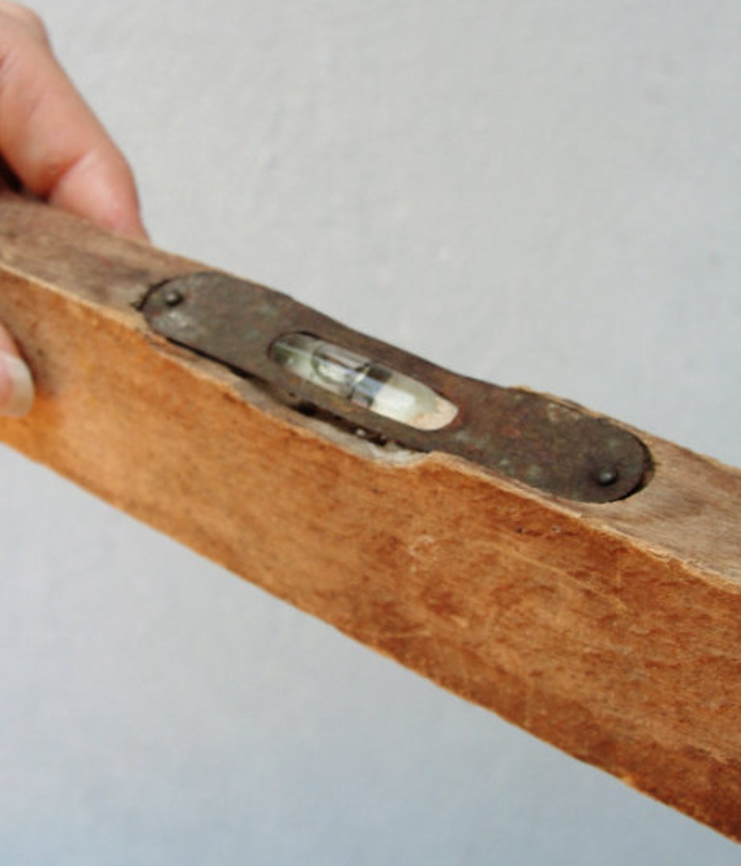 Antique Hand Made Wooden Level, Hand Carved Primitive Level, Tool ...