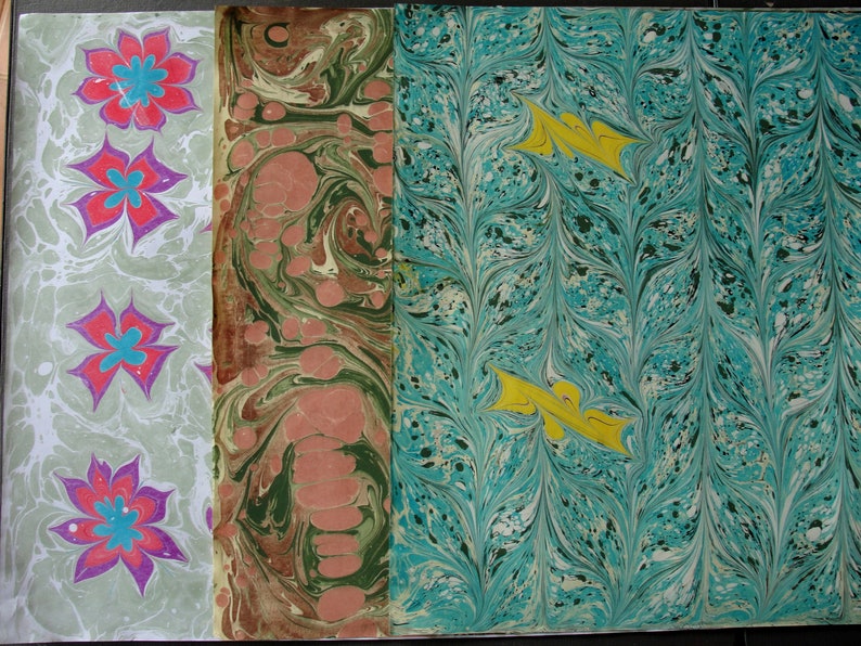 Hand Marbled Paper, Ebru Paper, Turkish Marbled Paper, Bookbinding ...