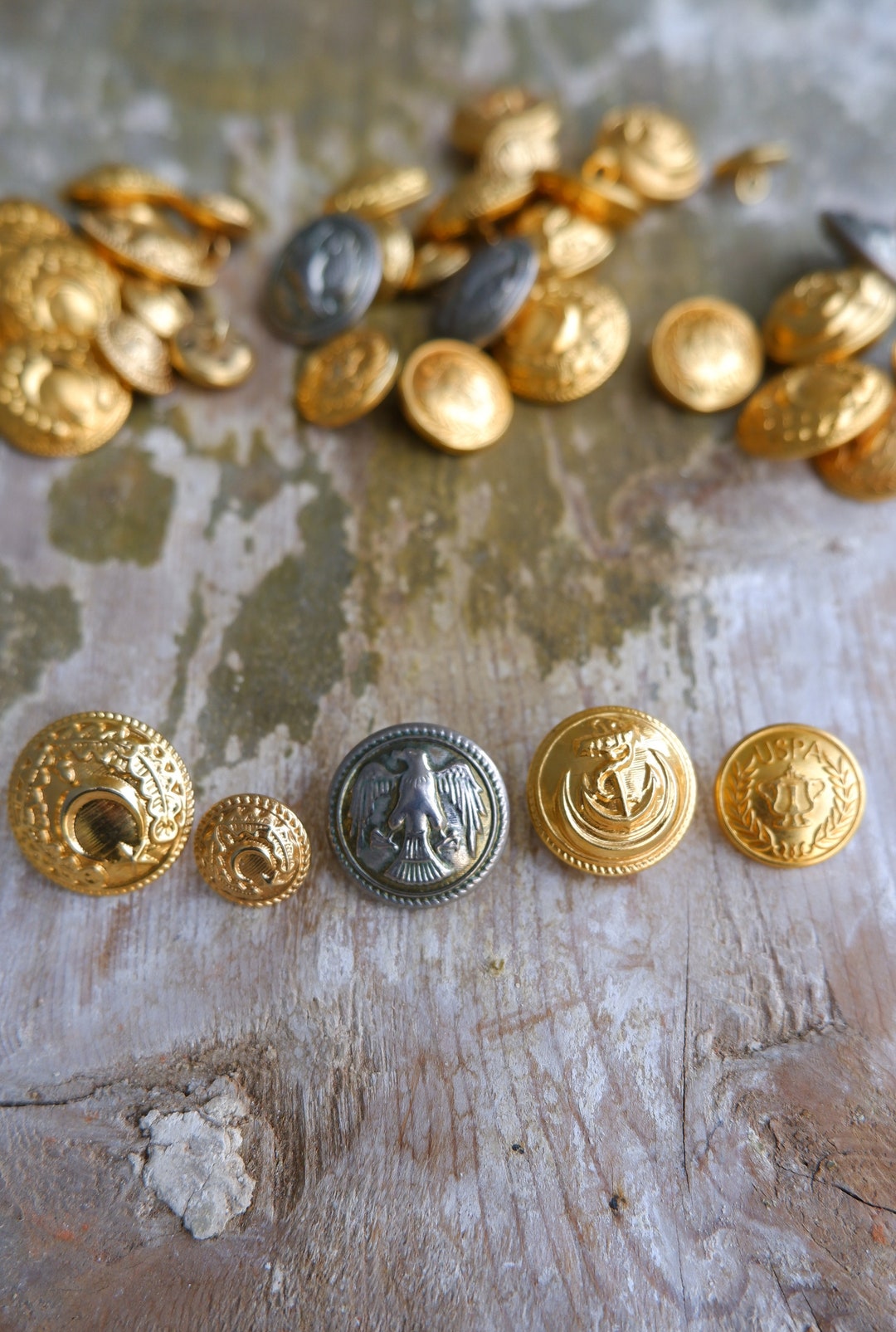 Vintage Metal Military Buttons: Eagle, Anchor, Moon - 36pc - Etsy