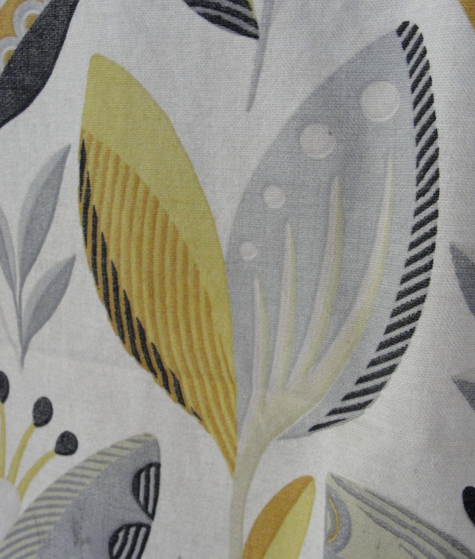Floral Printed Leon Fabric, 100% Cotton Piece, Yellow and Gray - Etsy