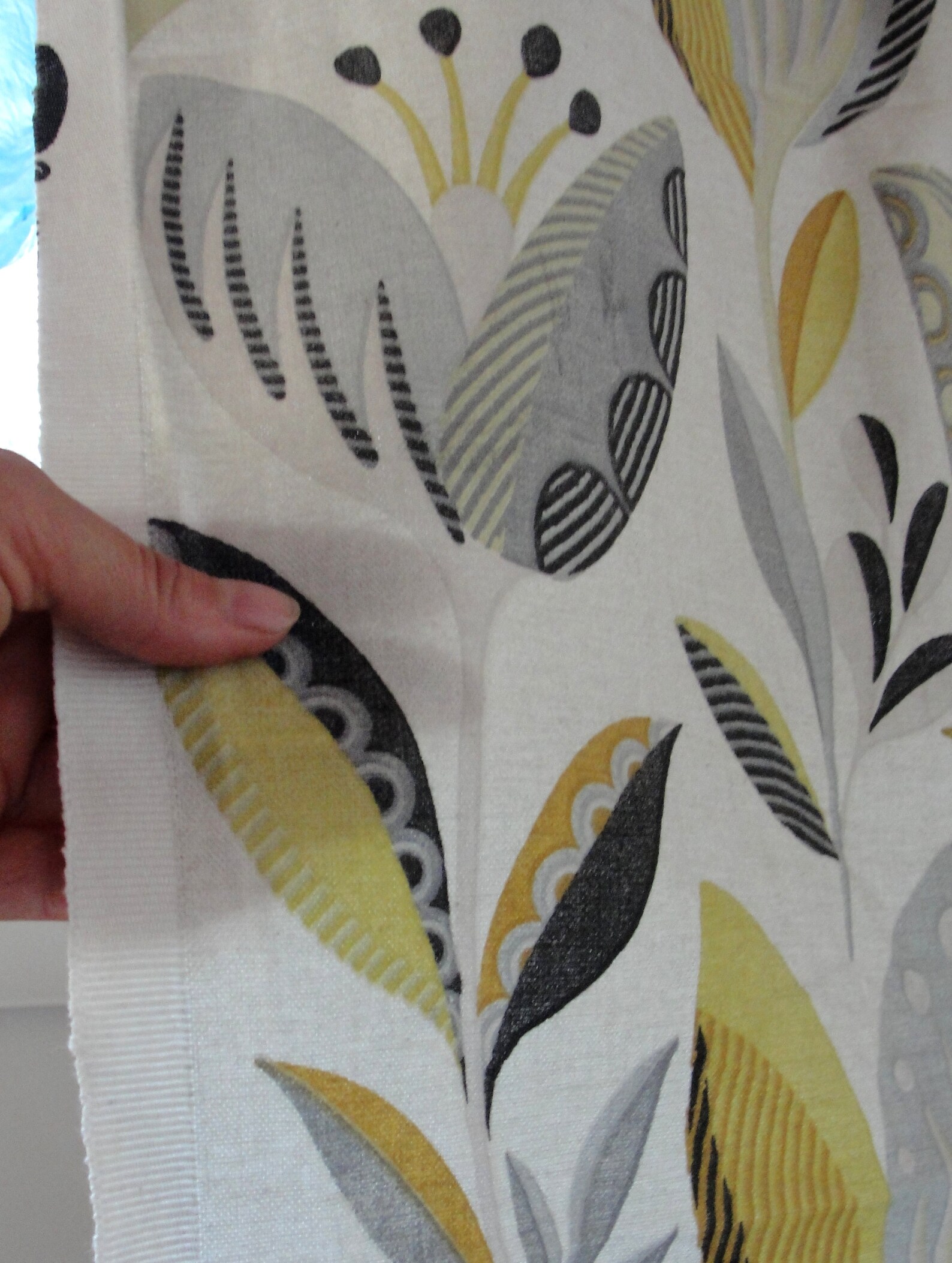 Floral Printed Leon Fabric, 100% Cotton Piece, Yellow and Gray - Etsy