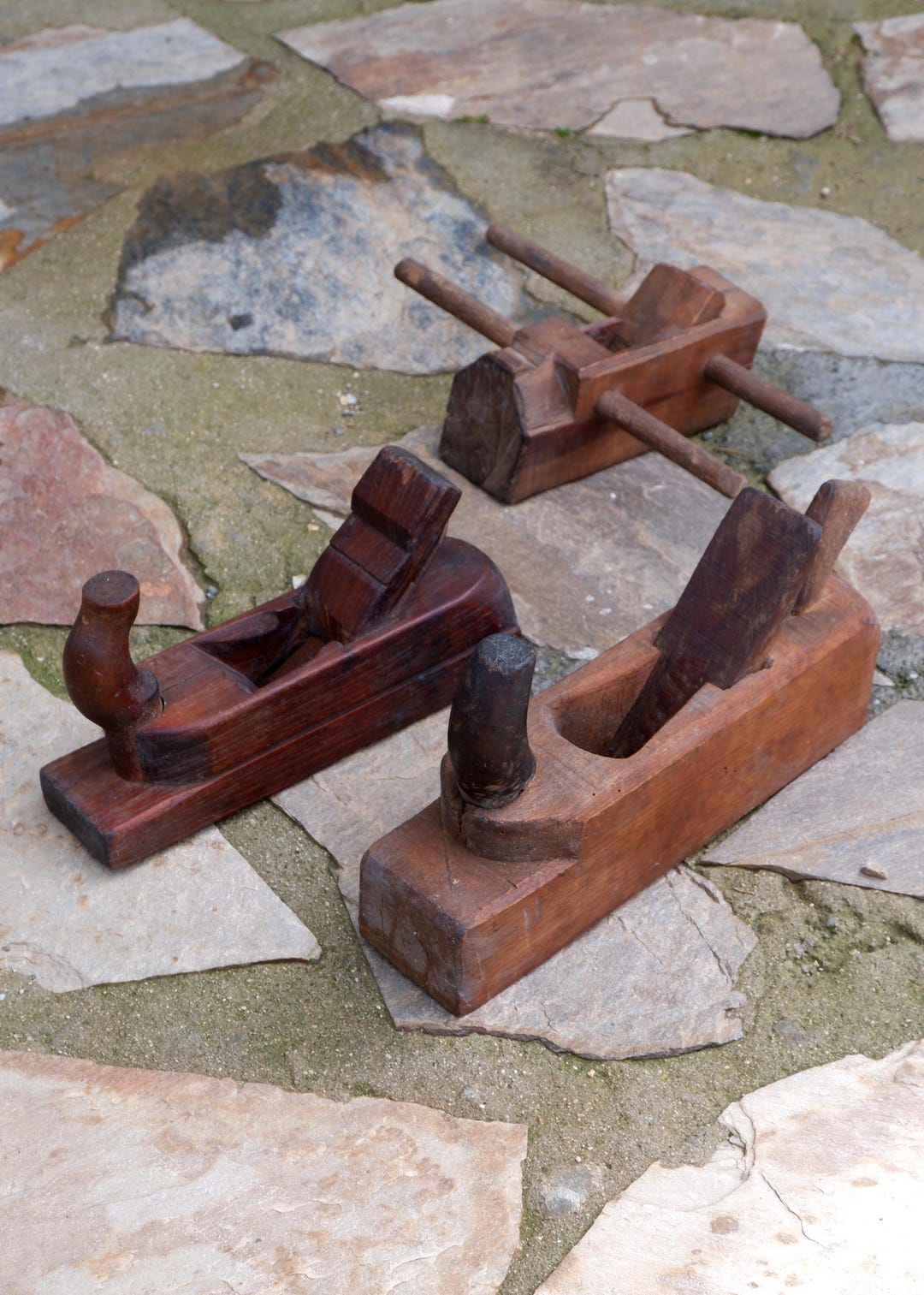 Antique Handmade Wood Hand Planes: Rustic Carpenter Tools, Early 1900s ...