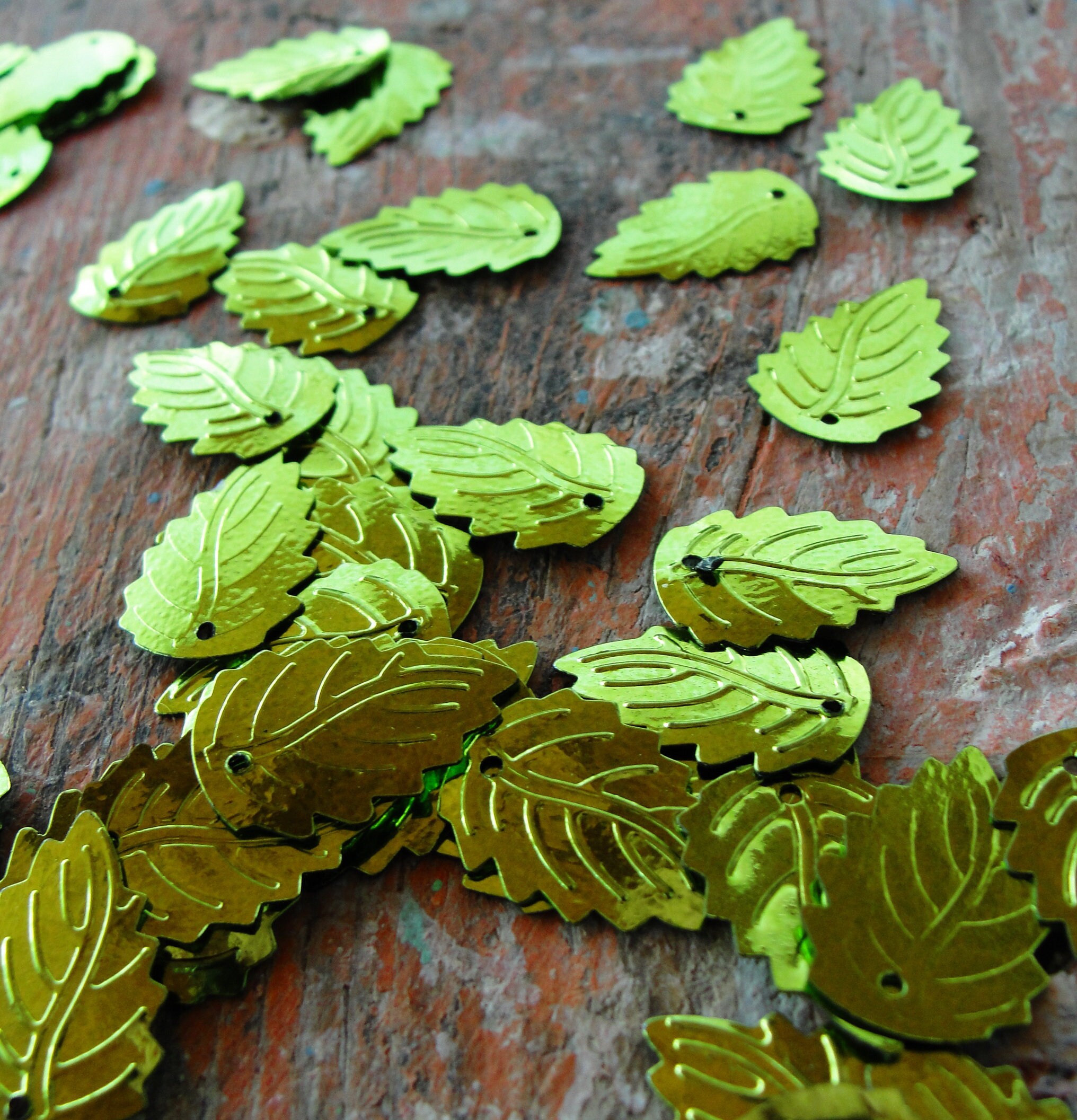 Vintage Green Leaf Sequins Green Color 490 Pc - Etsy
