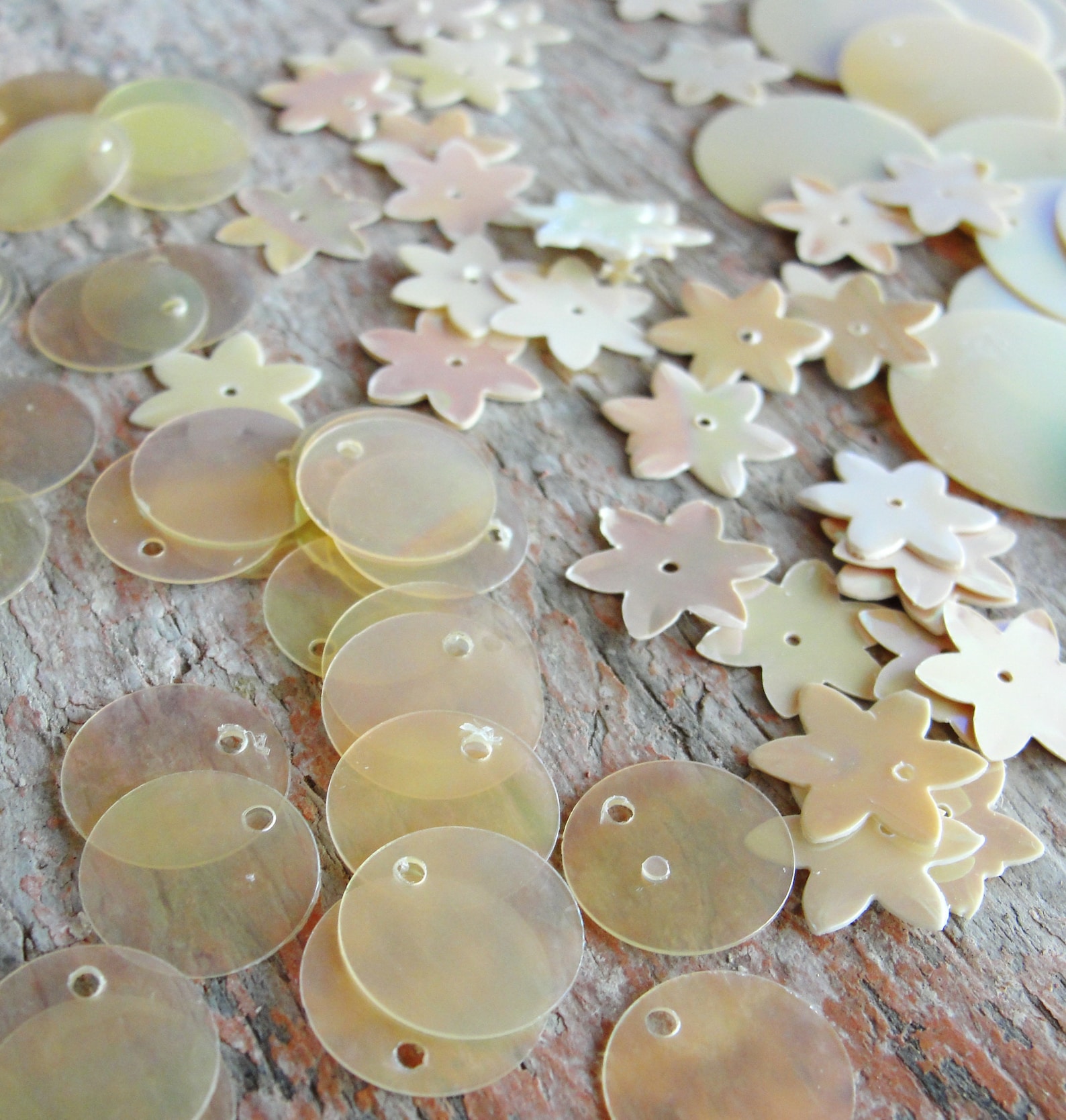 Vintage Cream Flower and Round Sequins 370pc - Etsy
