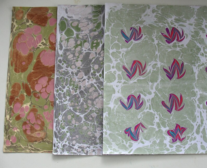 Hand Marbled Paper, Ebru Paper, Turkish Marbled Paper, Bookbinding ...