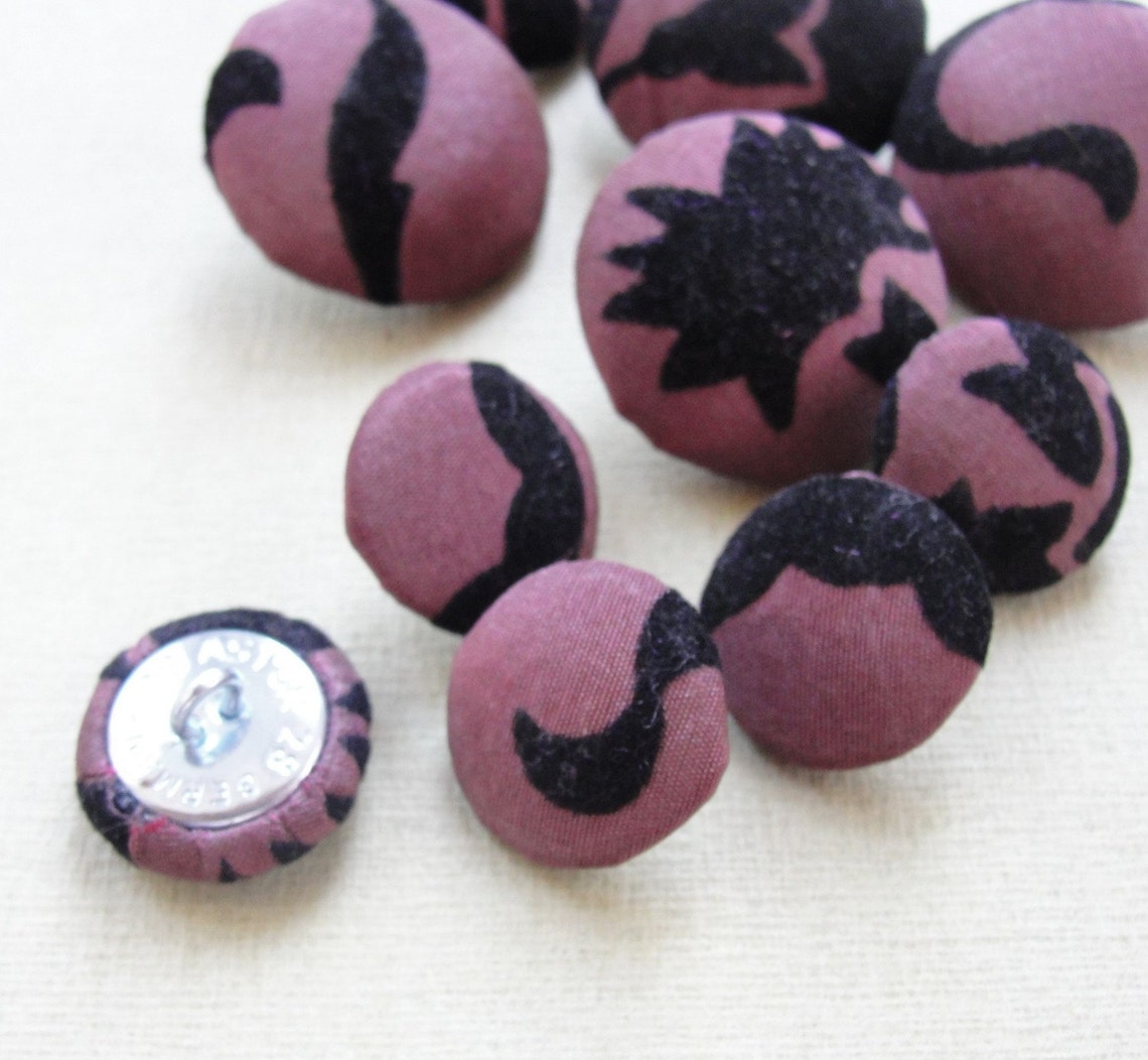 Fabric Covered Buttons Vintage Flocked Taffeta 10pc - Etsy