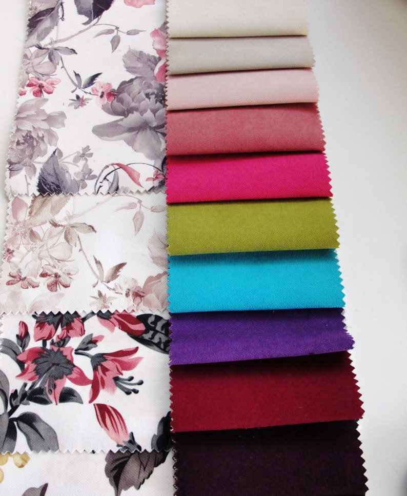 Floral and Solid Colored Cotton Fabric 22 Sample Pieces - Etsy