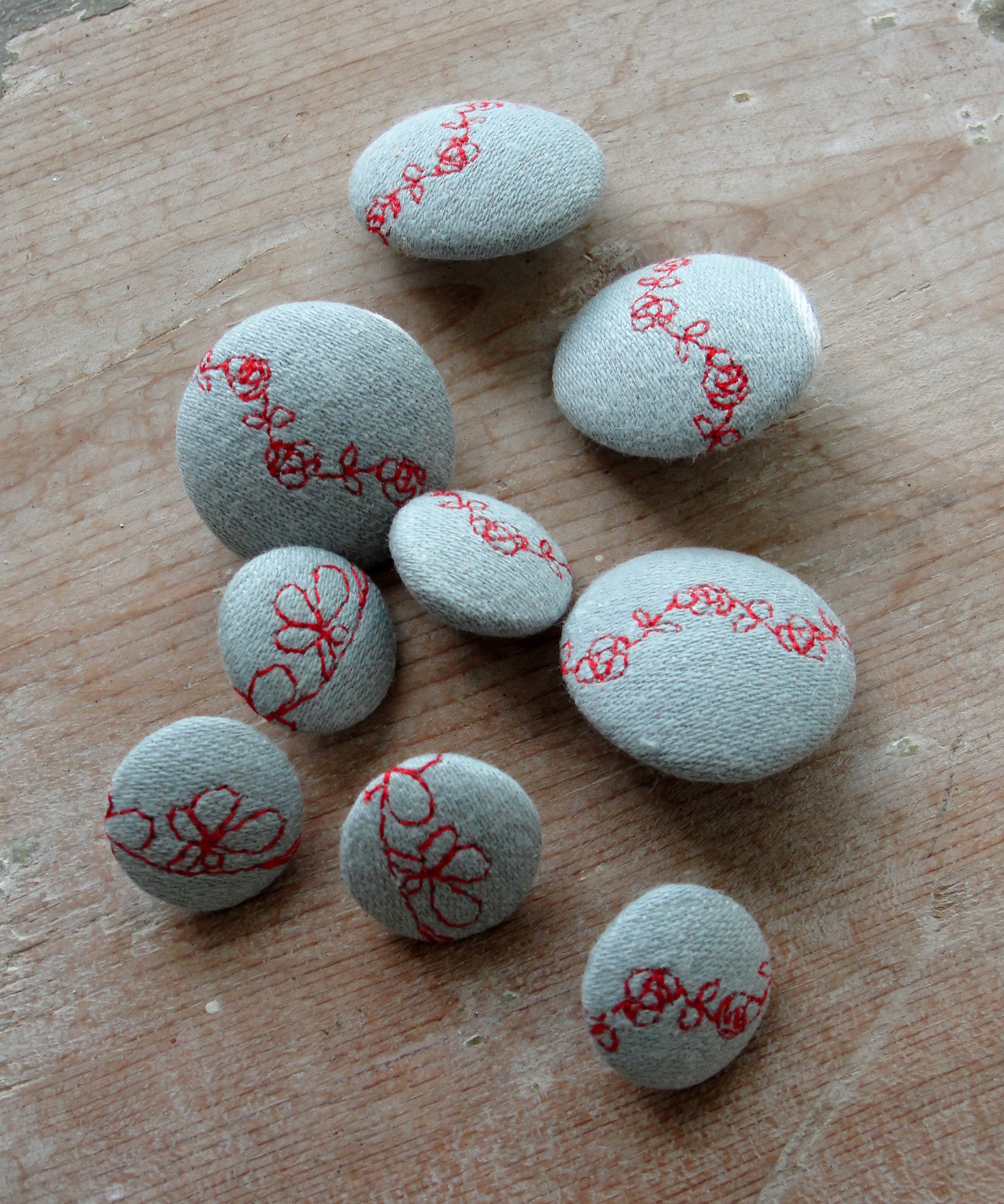 Fabric Covered Buttons Vintage Embroidered Cotton Ticking | Etsy