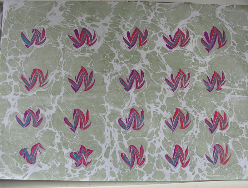 Hand Marbled Paper, Ebru Paper, Turkish Marbled Paper, Bookbinding ...