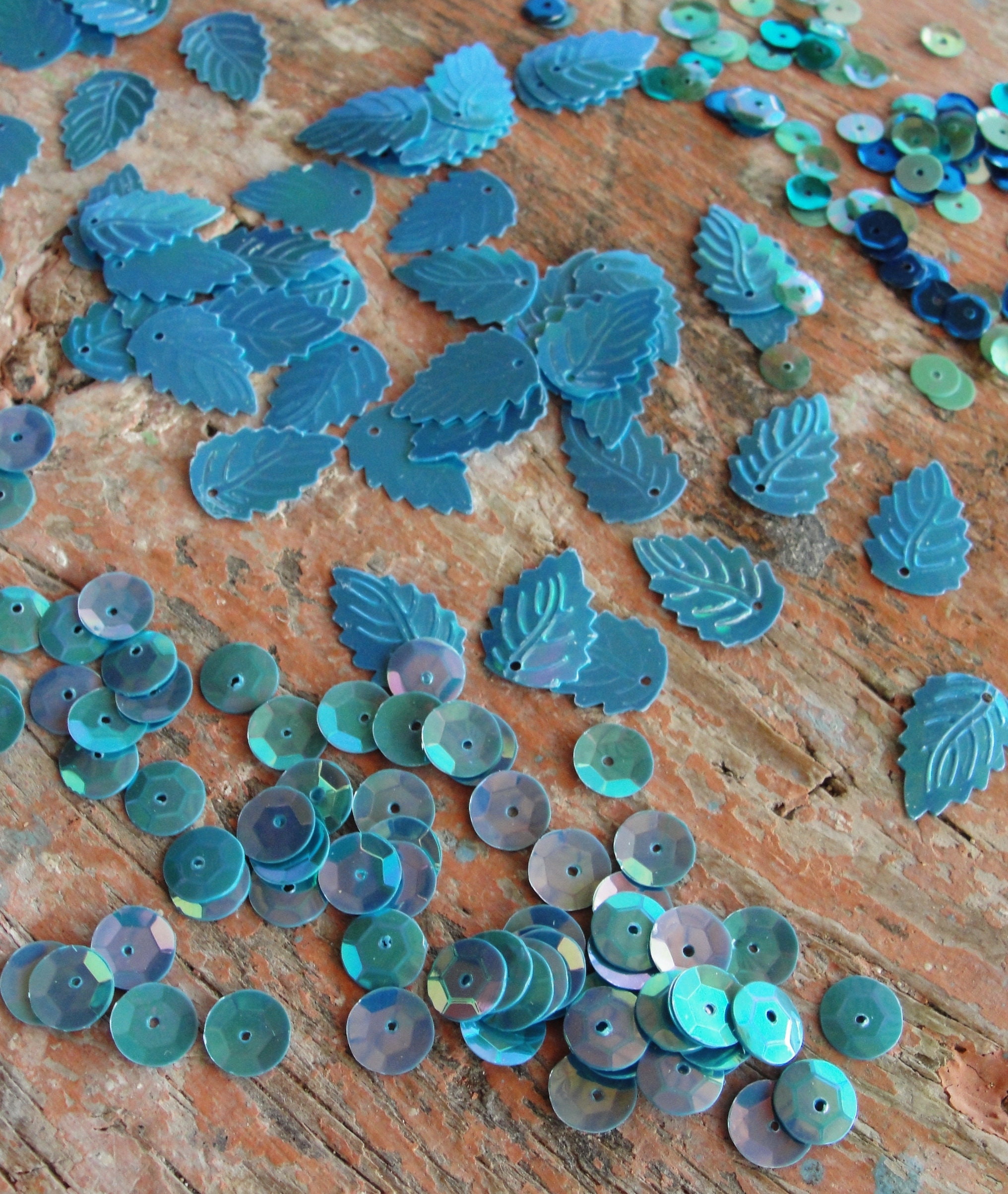 Vintage Leaf and Round Sequins Blue Color 790 Pc - Etsy