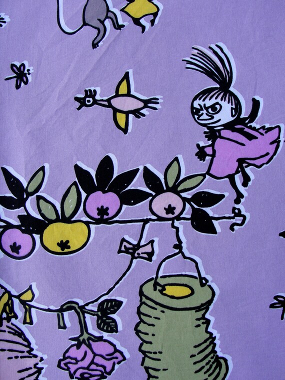 Lilac Moomin fabric cotton by Finlayson Tooticky Satumuumi Muumimamma ...