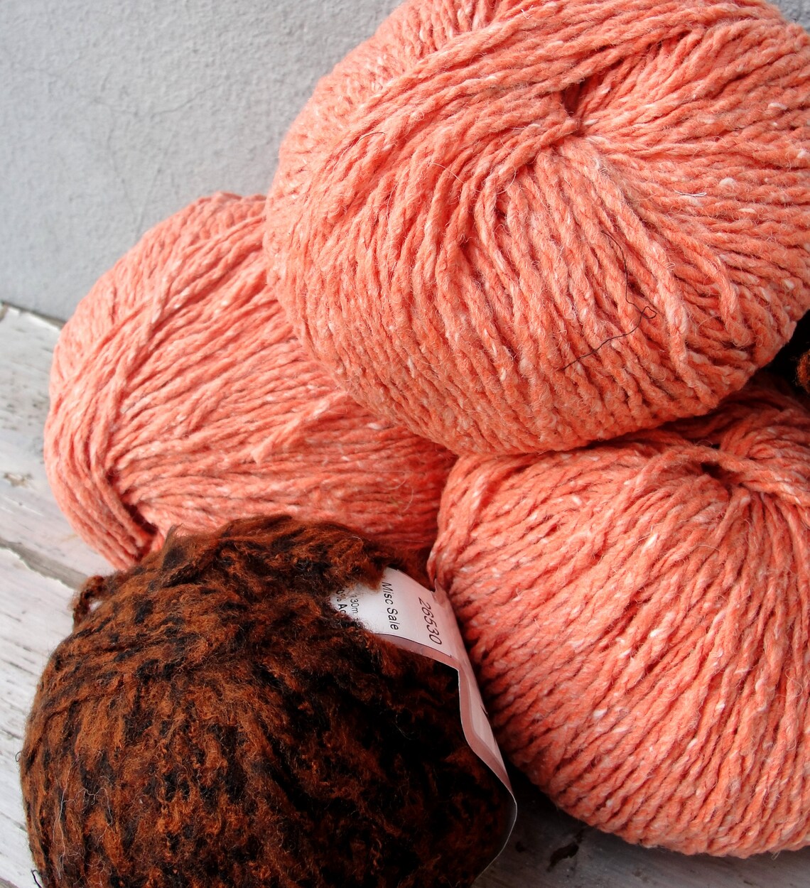 6 Balls of Yarn, 3 of Cotton and Linen Mix Yarn, 3 Acrylic, Worsted ...