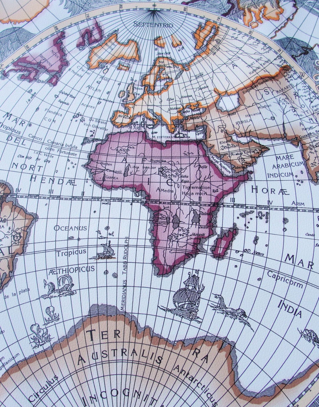 World Map Printed Leather Fabric Piece Globe Wanderlust Fake Leather - Etsy