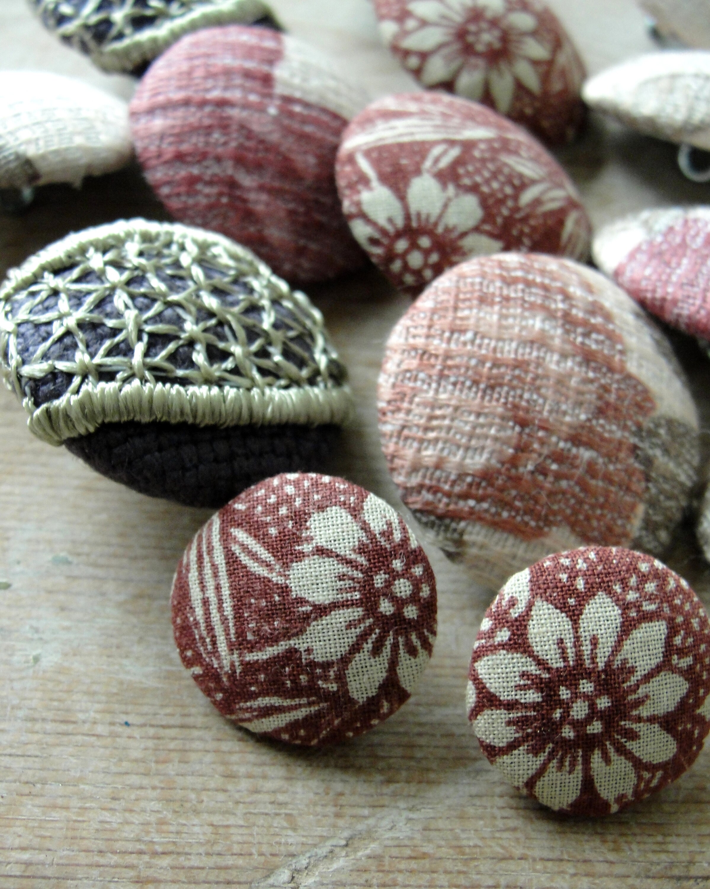 Fabric Covered Buttons Lace Buttons Barkcloth Vintage Cotton 15pc - Etsy