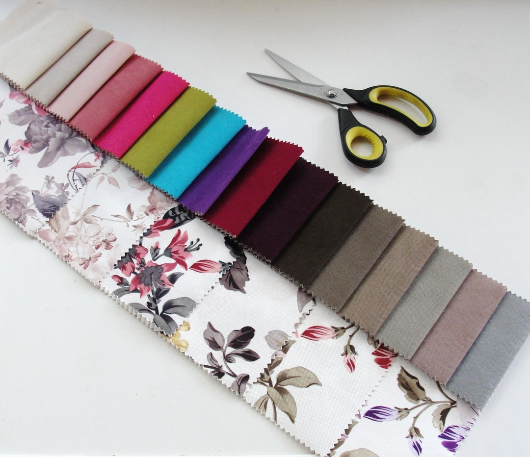 Floral and Solid Colored Cotton Fabric 22 Sample Pieces - Etsy