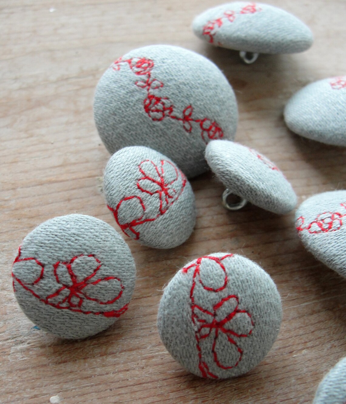 Fabric Covered Buttons Vintage Embroidered Cotton Ticking - Etsy