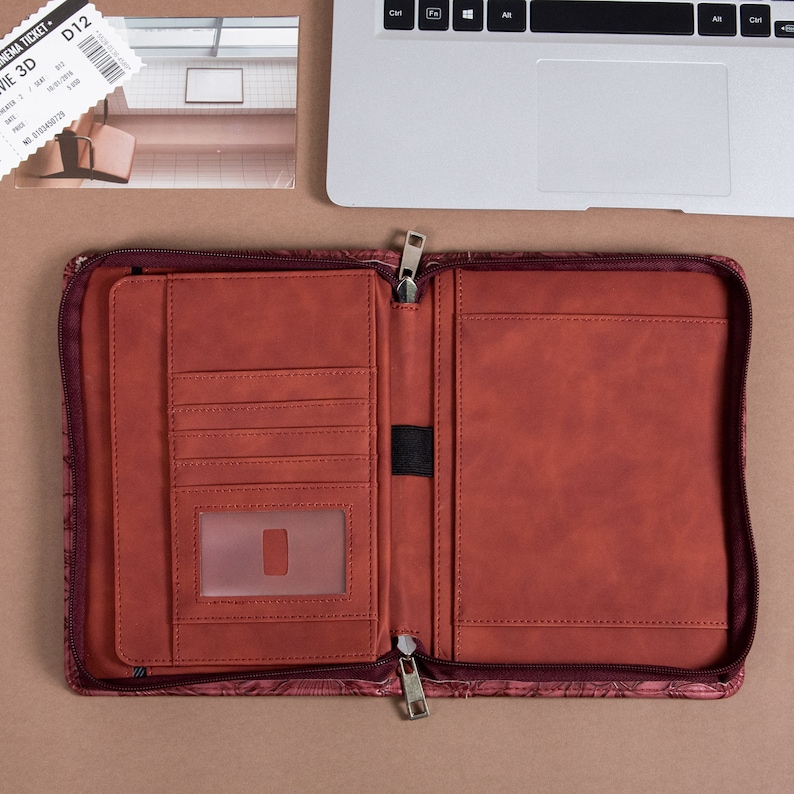 Personalized Leather Portfolio for Women, A5 Notepad Holder, Embossed ...