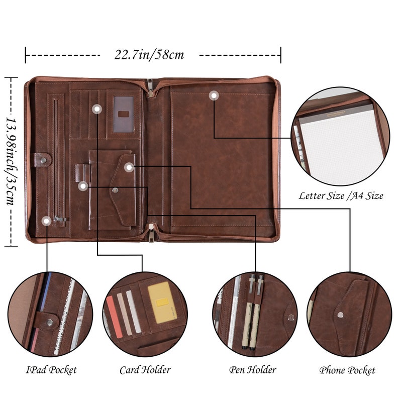 Personalized Colorful PU Leather Portfolio With Handle, A4 Notepad Case ...