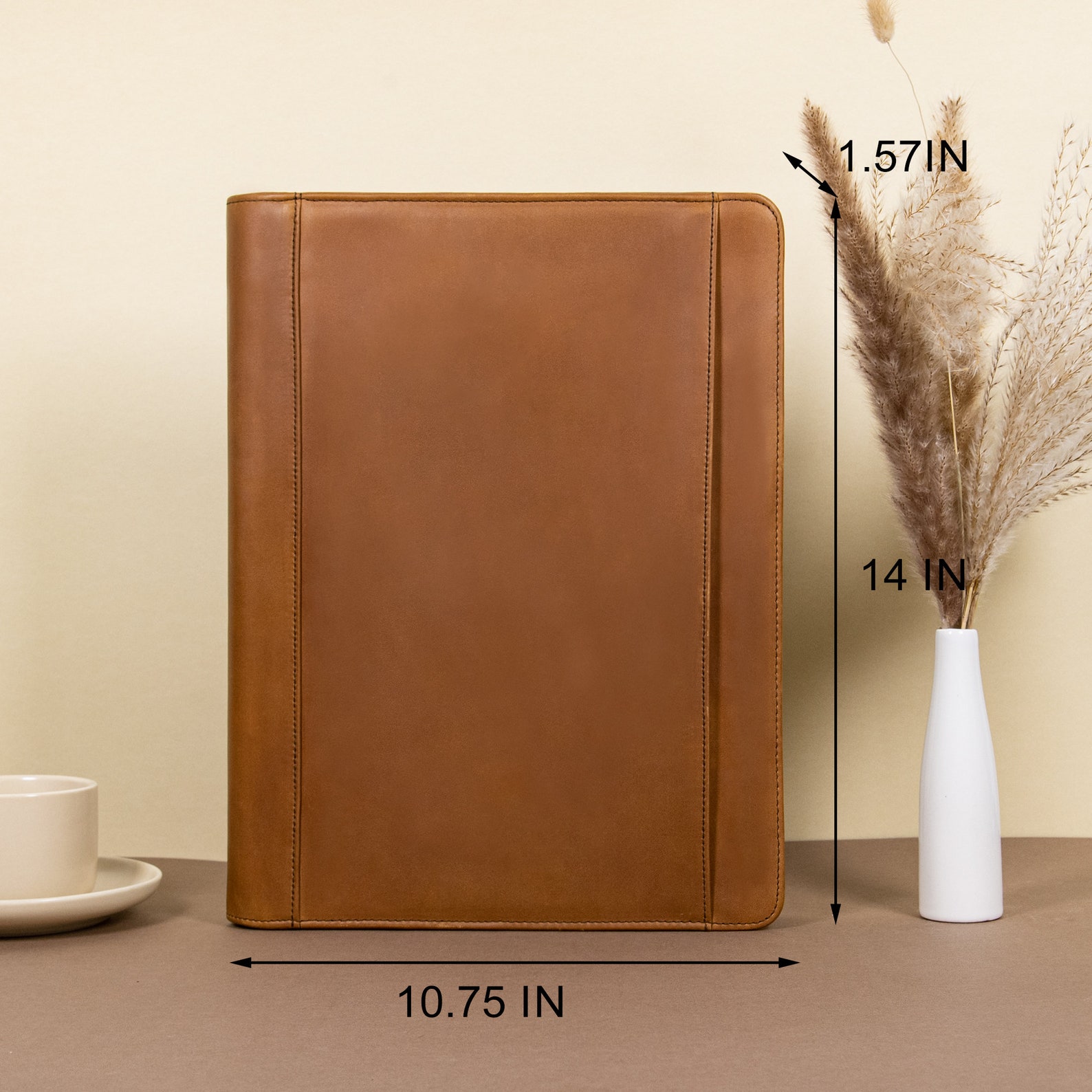 Men's A4 Personalized Brown Portfolio With Zipper, Engraved Crazy Horse ...